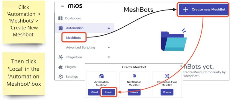 Create your first Meshbot (tutorial) - help.mios.com