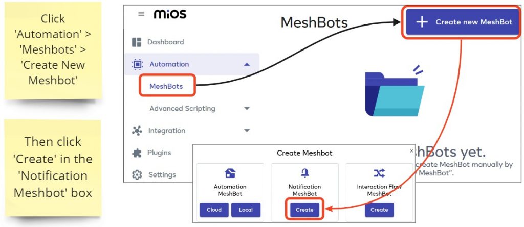 Notification Meshbot - help.mios.com